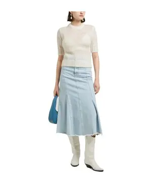 GANNI Simple Solid-color Short-sleeve Knit Top