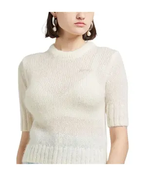 GANNI Simple Solid-color Short-sleeve Knit Top