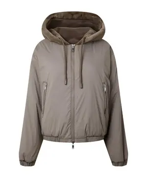Moose Knuckles Cropped Hooded Zip-up Jacket