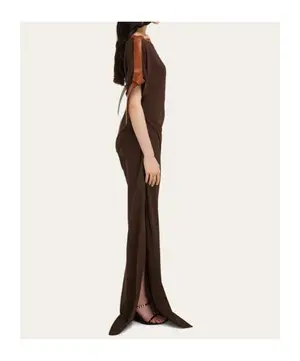 FERRAGAMO Long Viscose Dress With Gathered Detail