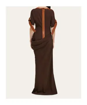 FERRAGAMO Long Viscose Dress With Gathered Detail