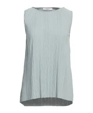 Max Mara Sleeveless Crewneck Crinkled Crepe Top