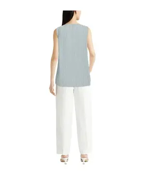 Max Mara Sleeveless Crewneck Crinkled Crepe Top
