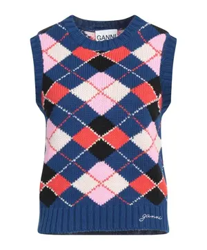 GANNI Geometric Argyle Knit Sleeveless Top