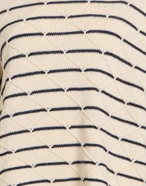 MAXCO. Max&co. Striped Knit High Neck Long Sleeve Top With Button Details