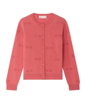 Bonpoint Manon Raspberry Cashmere Cardigan - Of Raspberry