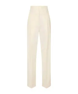 Elisabetta Franchi Trousers In Gabardine Fabric - Ivory