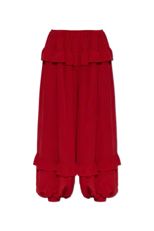 Chloé Silk Pants With Ruffles