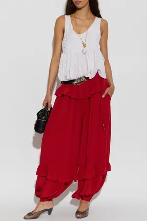 Chloé Silk Pants With Ruffles