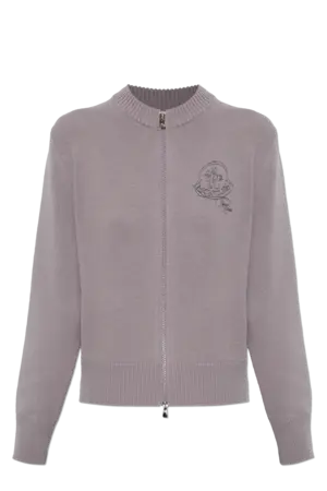 Moncler Wool Cardigan With Embroidered Logo