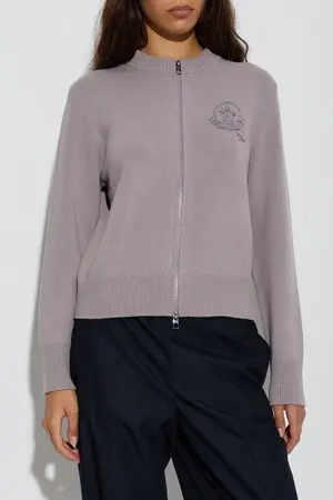 Moncler Wool Cardigan With Embroidered Logo