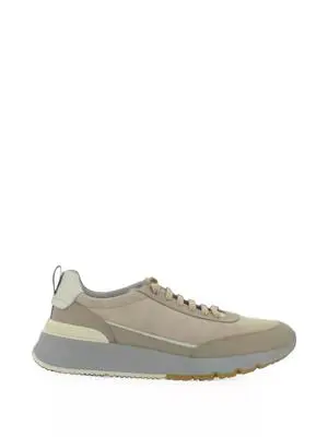Brunello Cucinelli Logo-embossed Lace-up Sneakers In Oat