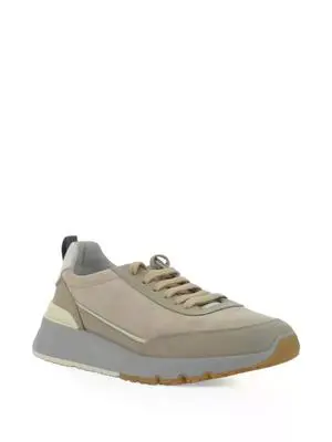 Brunello Cucinelli Logo-embossed Lace-up Sneakers In Oat