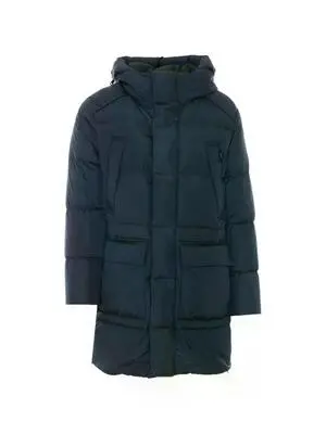 Add Nylongloss Quilted Hooded Coat - Blue