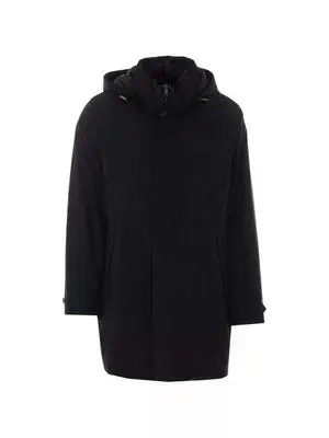 Add Hooded Concealed-fastening Parka - Black