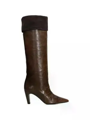 ALCHIMIA Ruched Suede-trim Boots