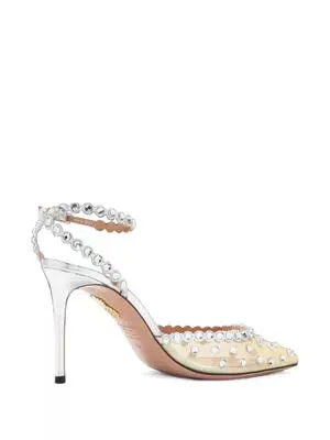 AQUAZZURA Crystal-embellished Mesh Pumps