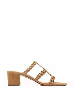AQUAZZURA Intertwined-strap Suede Mules