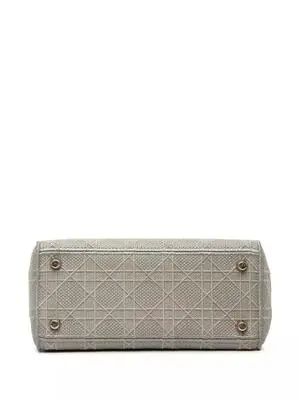 Dior 2020 Medium Embroidered Canvas Cannage Lady D Lite Satchel