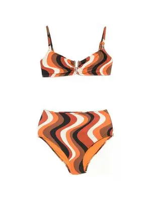 DAZE DAYZ Abstract Print U-ring Bikini - Brown