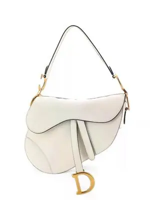 Dior Saddle Handbag Leather Medium Shoulder Bag - White