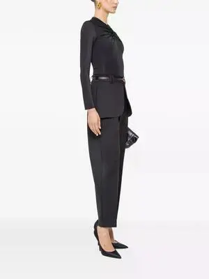 NISSA Twist Detail Long Sleeve Bodysuit - Black