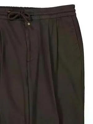 Brunello Cucinelli Garment-dyed Twisted Cotton Gabardine Trousers With Double Pleats - Brown