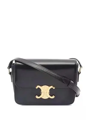 Celine Shiny Calfskin Triomphe Crossbody Bag - Black