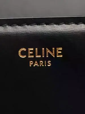 Celine Shiny Calfskin Triomphe Crossbody Bag - Black