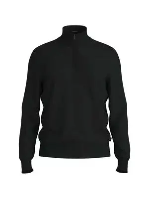BOSS Zip-neck Virgin Wool Sweater - Black