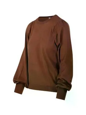 NUDE Puff-sleeve Crew-neck Sweater - Brown
