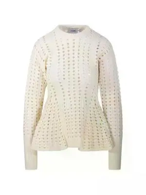 NUDE Open-knit Peplum-hem Sweater - Neutrals
