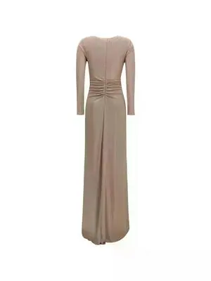 NISSA Ruched Metallic Stretch-jersey Maxi Dress