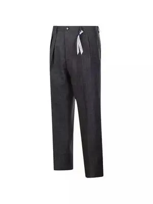 SANTANIELLO Pleated Check Trousers - Grey