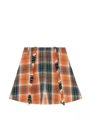 GANNI Checked Wool A-line Skirt
