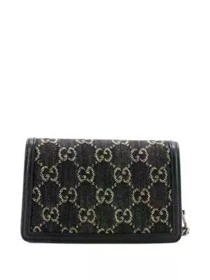 Gucci Dionysus Gg Denim Super Mini Crossbody Bag - Black