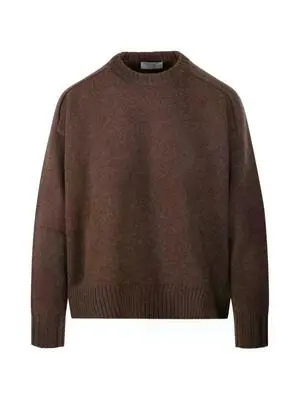 BEYOU Ribbed-trim Crew-neck Sweater - Brown