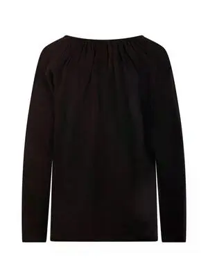 ALLUDE Gathered Neckline Fine-knit Top