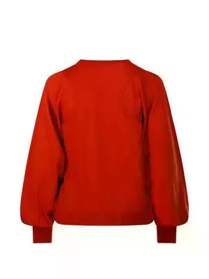 NUDE Puff-sleeve Fine Knit Crew Neck Sweater - Orange