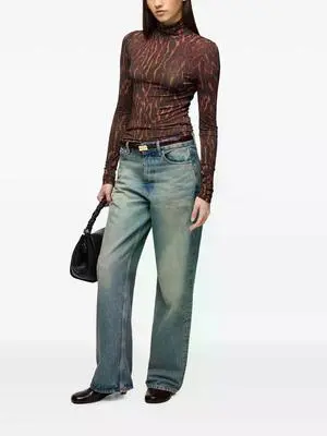GANNI Turtleneck Top In Printed Jersey