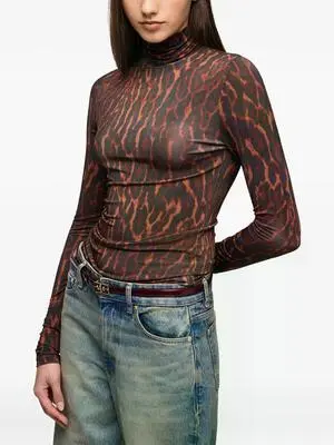 GANNI Turtleneck Top In Printed Jersey