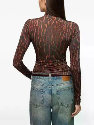 GANNI Turtleneck Top In Printed Jersey