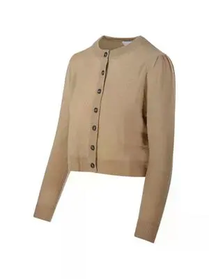 ALLUDE Puff Sleeve Button-up Cardigan