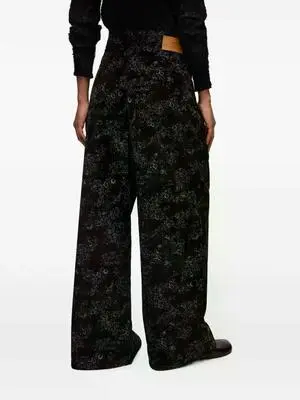 GANNI Printed Denim Wide Leg Jeans