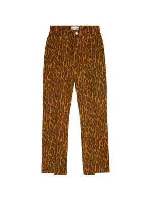 GANNI Leopard Print Fold Jeans In Denim