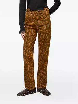 GANNI Leopard Print Fold Jeans In Denim