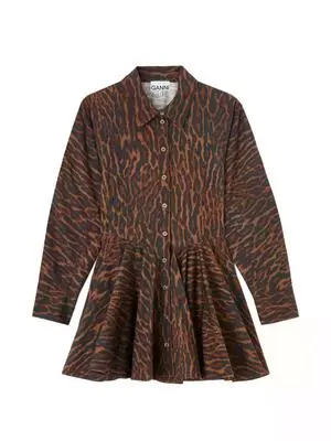 GANNI Dress In Gradient Red Leopard