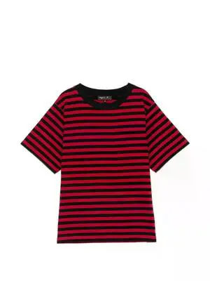 AGNES B. Striped Cotton T-shirt - Red