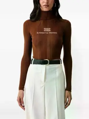 Elisabetta Franchi Ribbed Knit High Neck Sweater