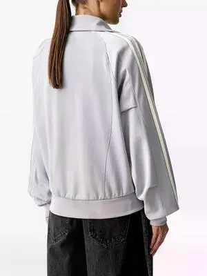 Adidas Logo-embroidered Side-stripe Zip-up Sweatshirt